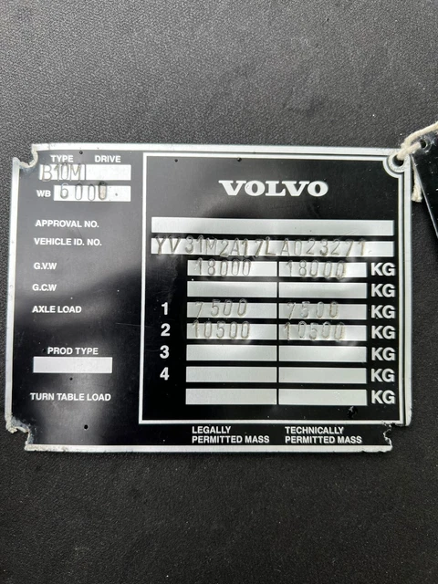 VOLVO B10M PLAXTON Wallace Arnold G512 LWU Bus Coach Chassis Body Plate ...