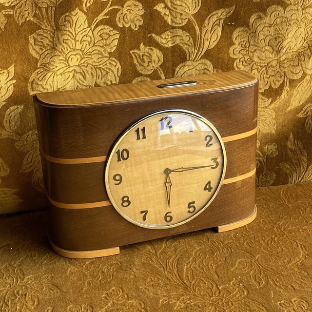 ANTIQUE CLOCK MONEY Box 1930s Art Deco Large Mantle Table ‘Two Florins ...