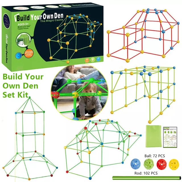 BUILD YOUR OWN Den Set Children DIY Tent Kit Kids Educational Play ...