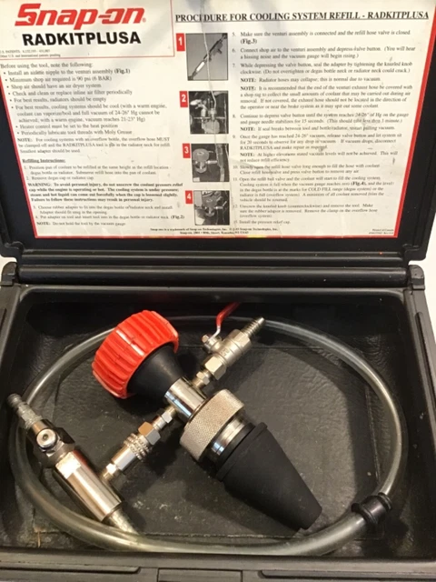 SNAP ON RADIATOR Cooling System Vacuum/Filler Tool W/Case~RADKITPLUSA ...
