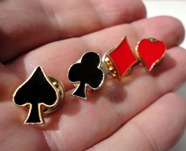 PLAYING CARD ACE of Spades Club Diamond Heart Set Pin Badges x 4 £2.99 ...