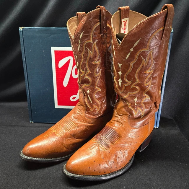 TONY LAMA BONHAM Rust Mens 10.5D Ostrich Cowboy Boots in Original Box ...