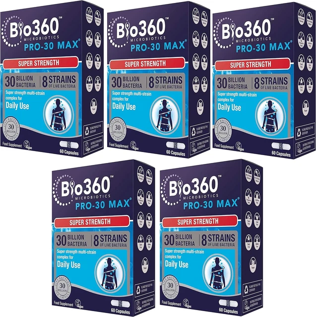 NATURES AID BIO360 Pro-30 MAX (30 Billion Bacteria), 60 Capsules (Pack ...
