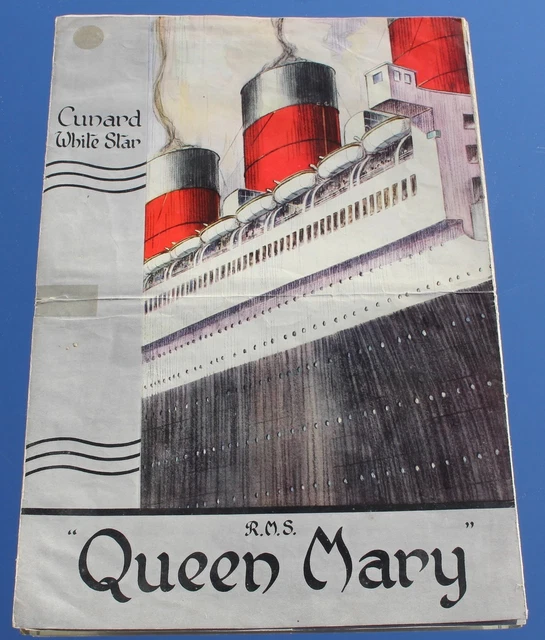 CUNARD WHITE STAR Line Rms Queen Mary Full Pullout Cross Section ...