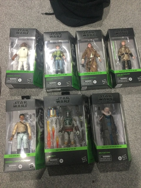 BLACK SERIES ROTJ Luke Skywalker (Endor) Leia Han Solo Lando Boba Bib ...