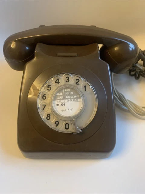 BRITISH TELECOM VINTAGE Rotary Dial Telephone Original 8746G Brown ...