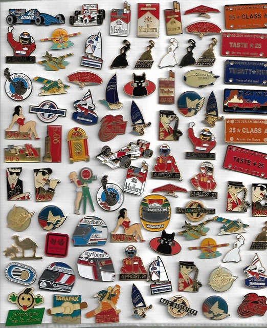 LOT DE 83 pin's tabac,cigarettes,allumettes (camel,gitanes ...