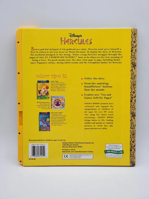 DISNEY'S HERCULES (SOUND Story) by Golden Books 1997 £305.17 - PicClick UK