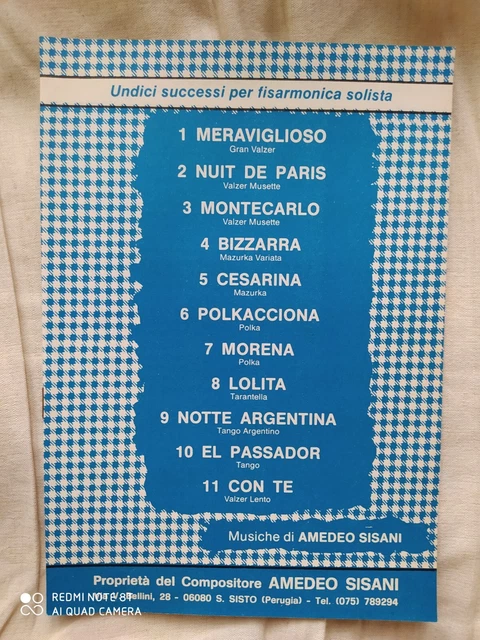 AMEDEO SISANI &UNDICI Successi Per Fisarmonica Solista" - 1983 - Ed ...