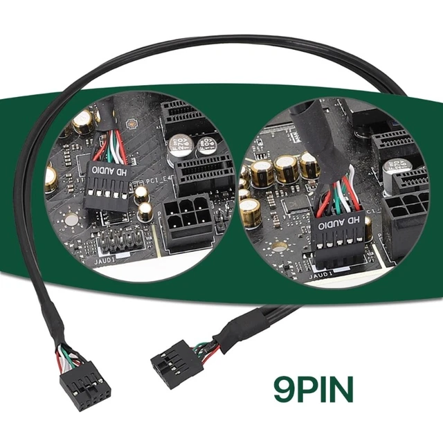 HD AUDIO 9PIN Extension Cable Header Female to Female Extension Cord ...