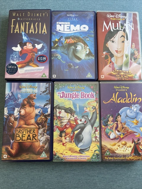 VHS BUNDLE X 6 Walt Disney Mulan Jungle Book Aladdin Fantasia Brother ...