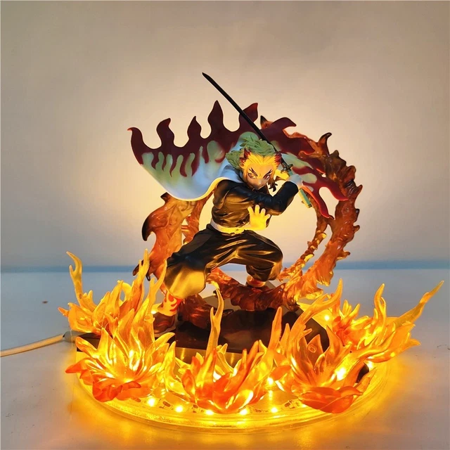 ANIME DEMON SLAYER Rengoku Kyoujurou Action Figure Fire LED Statue Kids ...