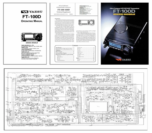 YAESU FT 100D COPY OPERATING TECH MANUAL 11x17 SCHEMATICS COLOR yaesu-ft-100d-copy-operating-tech-manual-11x17-schematics-color
