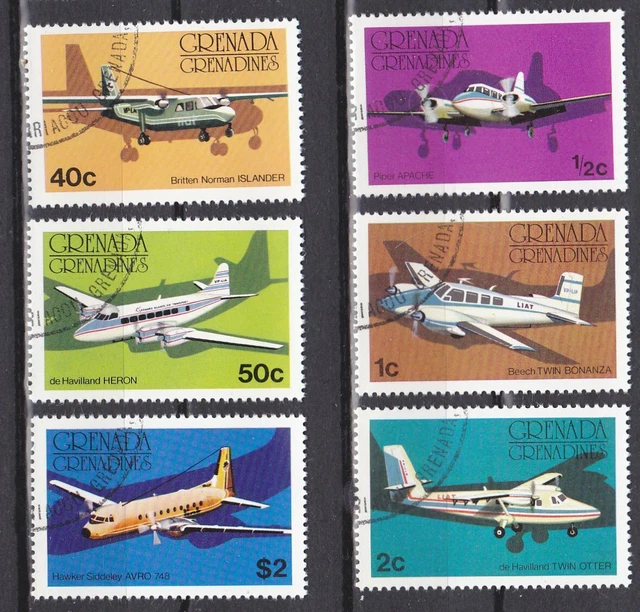 AIRCRAFT COMPLETE SET Grenada 1976 airplane l'avion самолет avión 41 £0 ...