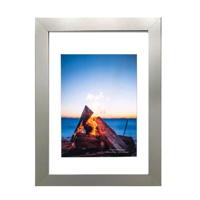 SILVER A4 PICTURE Frame Wooden Table Top Hanging Wall Home Décor Photo ...