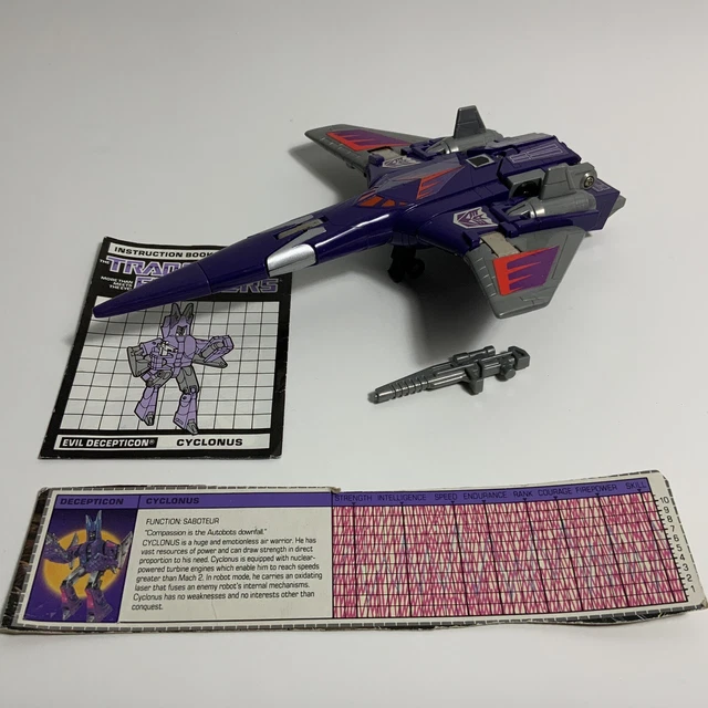 HASBRO TRANSFORMERS G1 Cyclonus Jet vintage anni '80 + istruzioni ...