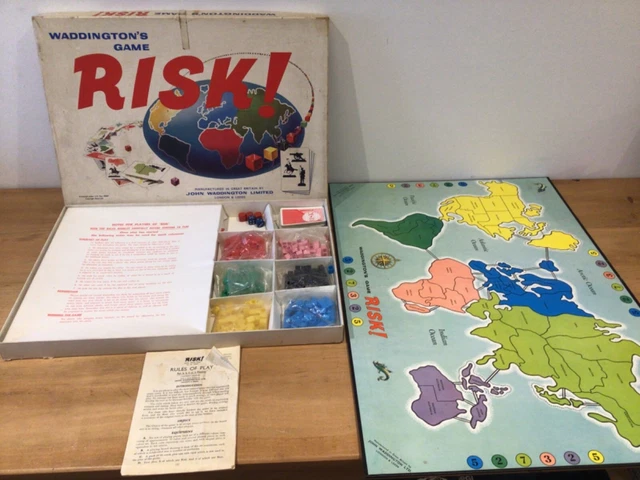 VINTAGE ORIGINAL RISK Board Game Waddingtons 1960s White Box Edition ...
