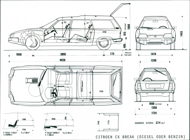 TECHNICAL DRAWING OF 1976 Citroen CX Break - Vintage Photograph 3268060 ...