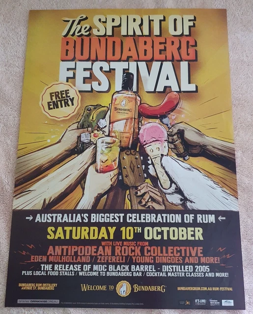 2015 BUNDABERG RUM Bundaberg Mdc Black Barrel Bottle Launch Poster $10. ...
