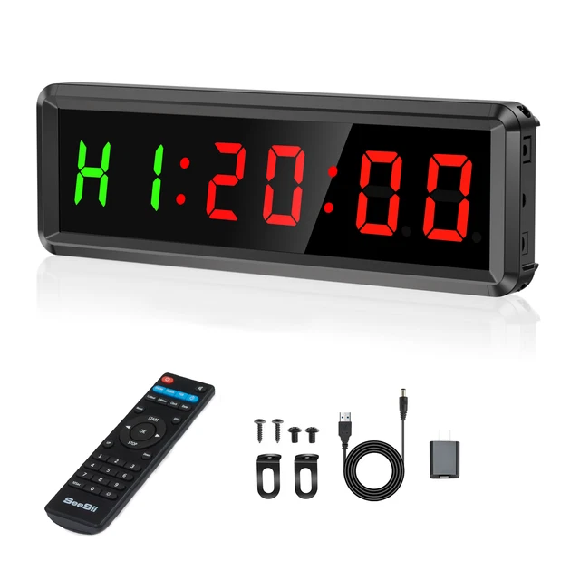 Gym Clock Infrared Remote Control Countdown Clock, Interval Timer, Wall ...