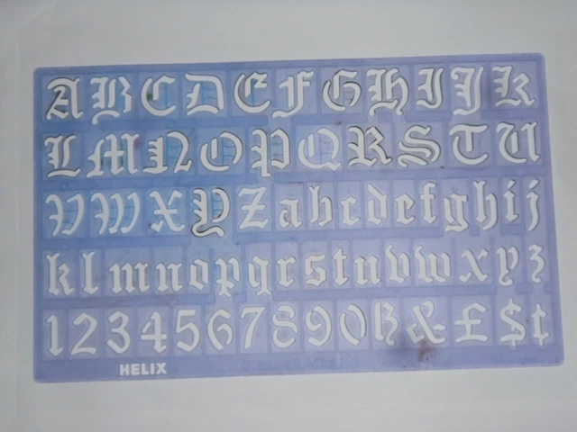 HELIX OLD ENGLISH Font Stencil AZ Alphabet Letters Numbers Caligraphy ...