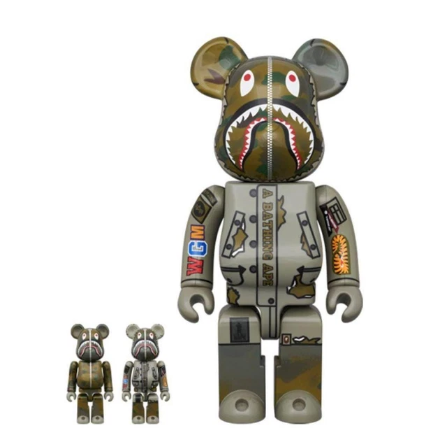 BE@RBRICK BAPE× ALPHA CAMO SHARK 100&400 Figura De Acción EUR 364,54 ...