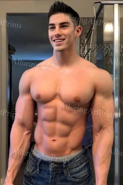 Male Model Print Muscular Handsome Beefcake Shirtless Hunk Hot Man S168