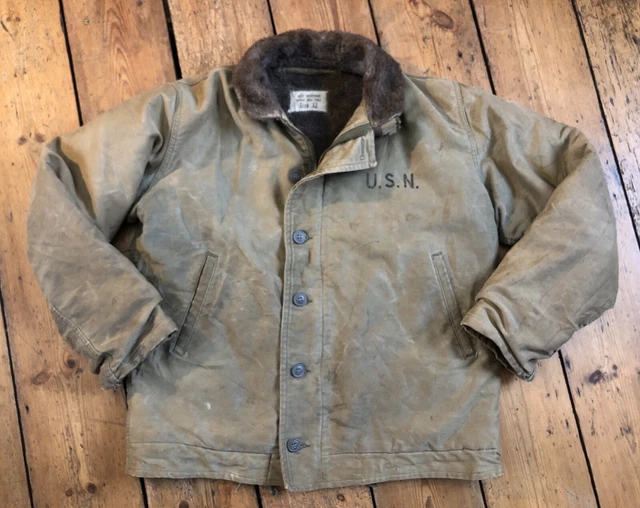 ORIGINAL VINTAGE USN N1 Deck Jacket US Navy 1944 Dated Contract Size 42 ...