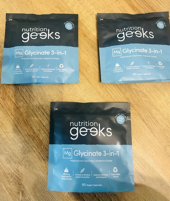 3X PACKS NUTRITION Geeks Magnesium Glycinate 3-in-1 Complex, 1800mg ...