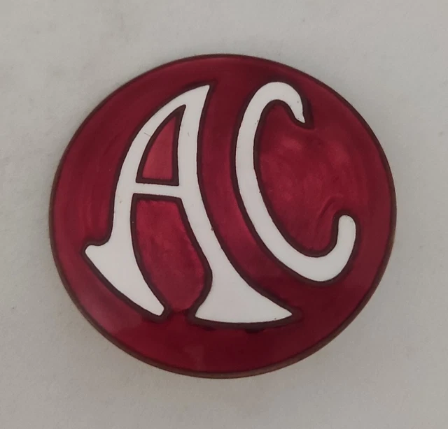 ANCIEN BADGE INSIGNE emblème laiton emaillé AC Cars - Royal Roadster ...