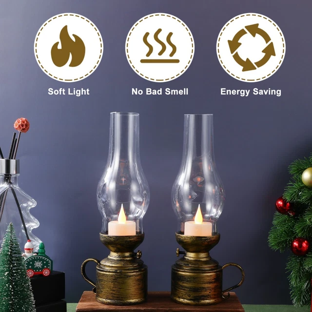 2 PCS ELECTRONIC Kerosene Lantern Handheld Camping Party Decorations £ ...