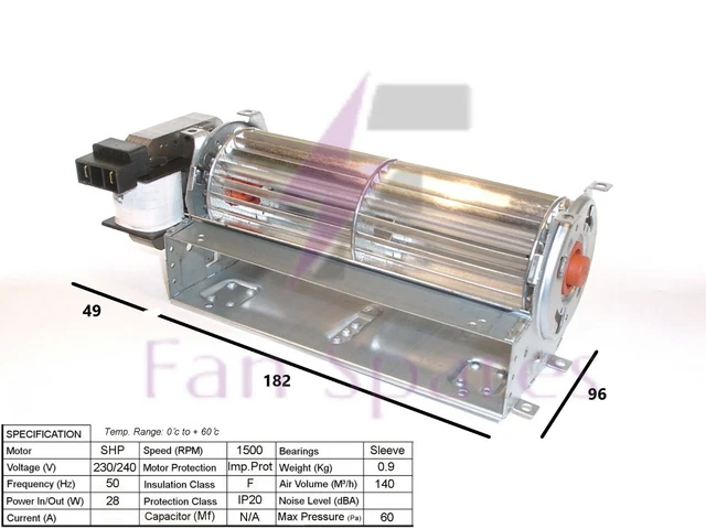 180MM X 60MM Tangential cross flow air blower Electric Fire Stove Fan ...