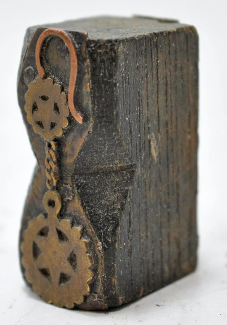 ANTIQUE BRASS WOODEN Small Printing Block Original Old Hand Crafted $53 ...