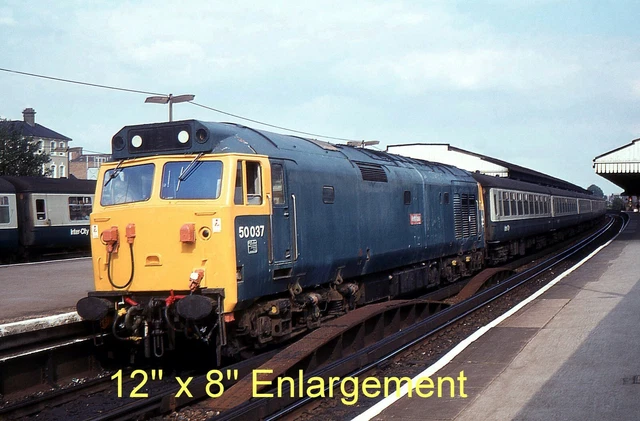 12&X8& COLOUR RAILWAY photograph Class 50 50037 at Basingstoke 23.08.80 ...