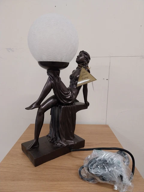 ART DECO BRONZE Style Lighting Sitting Leaning Lady Table Lamp £59.00 ...