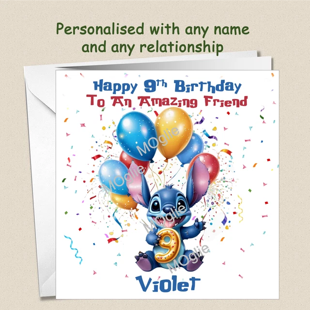 PERSONALISED 9TH BIRTHDAY Card Lilo and Stitch daughter granddaughter ...