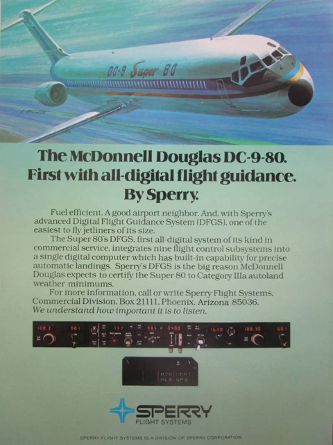 11/1980 PUB SPERRY Flight Systems Mcdonnell Douglas Dc-9-80 Airliner ...