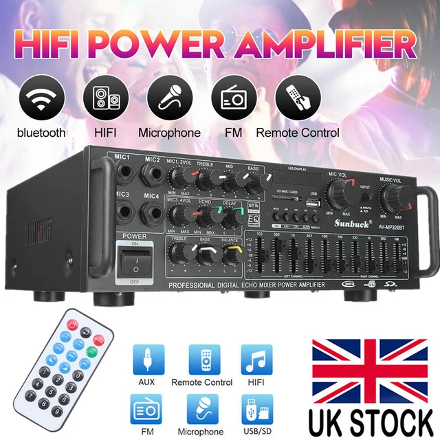 2000W DIGITAL POWER Amplifier Bluetooth Stereo HiFi Audio 2CH USB SD FM ...