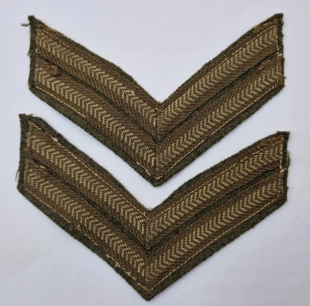 WW1 WW2 BRITISH Army Corporal Rank Chevrons Stripes Green embroidered ...