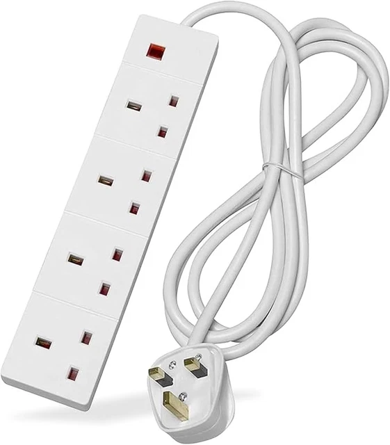 STATUS 4 WAY Socket Extension Lead, 1m Cable Multi-Plug Power Strip for ...