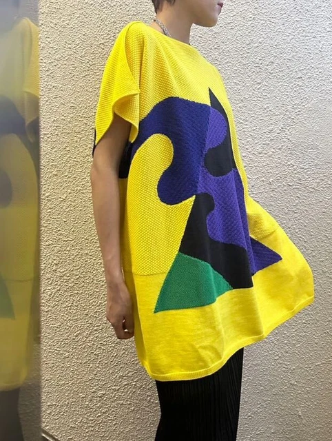 ISSEY MIYAKE X IKKO TANAKA Pyramid KNIT Oversized T-shirt Yellow Size 3 ...