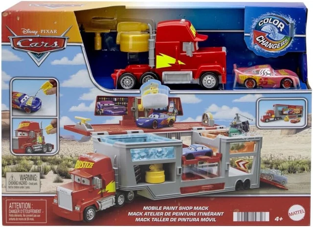 DISNEY PIXAR CARS Colour Changers Mobile Paint Shop Mack Truck Playset ...