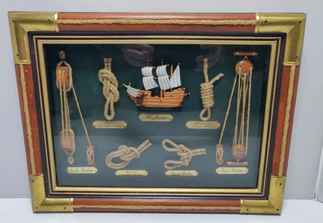 HERITAGE MINT MAYFLOWER Ship Nautical Knots Shadow Box Display 16×12 ...