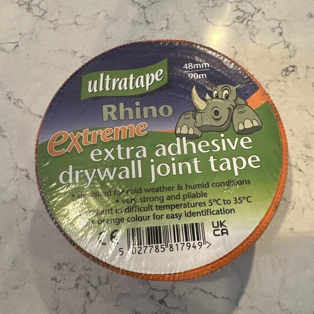 ULTRATAPE RHINO EXTRA Adhesive Drywall Joint Tape 48mm x 90m Orange £6. ...