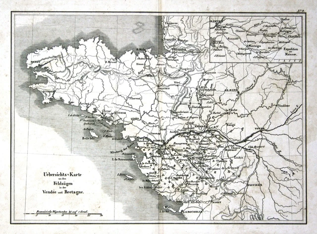 1840 BRETAGNE VENDEE Gravure Bataille Carte Map Ancien EUR 20,24 ...