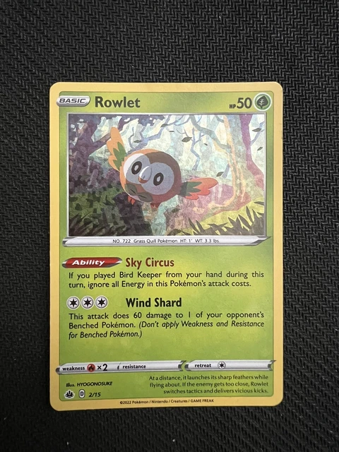 MCDONALDS 2022 POKEMON trading card Rowlet holo 2/15 Holo Pack fresh NM ...