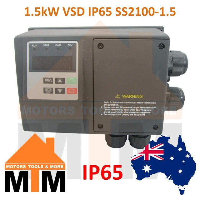 SS2100 SINGLE PHASE 1.5kW VSD VFD Variable Speed Drive IP65 Water ...