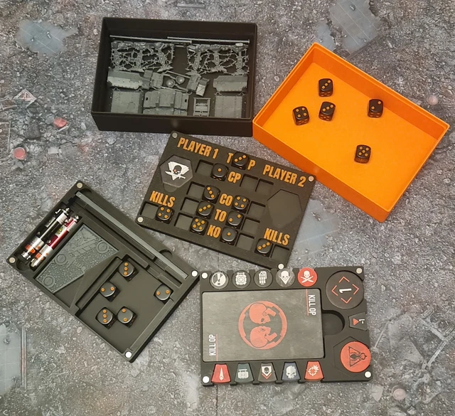 KILL TEAM ORGANISER Score Tracker Tokens Cards Dice Equipment Storage ...