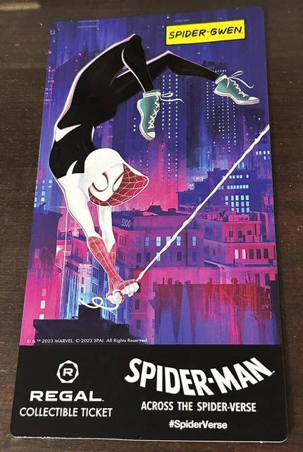 REGAL ACROSS THE Spider-verse Collectible Ticket Spider-Gwen Spider-Man ...