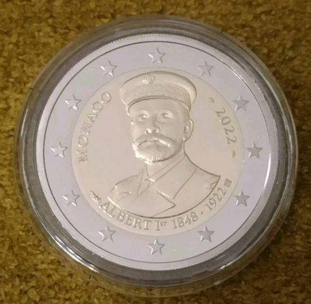 MONACO COIN 2 Euro 2022 Fs Proof 100° Anniversary Prince Albert I Rare ...